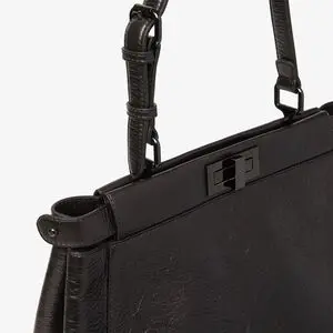 Fendi My Peekaboo Medium Crackled Black Leather Bag